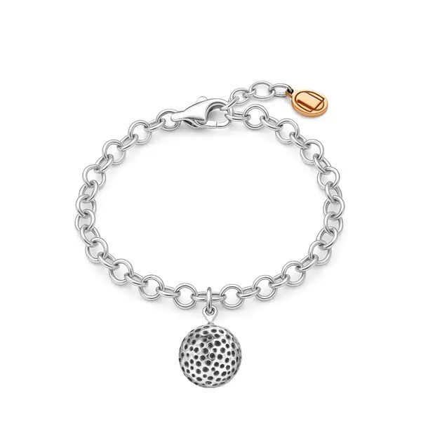 UNALOE Sterling Textured Sphere Charm Bracelet – Elegant Symbolic Jewelry - Silver