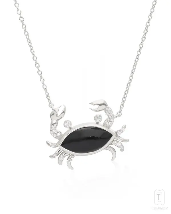 THE JEWELZ Black / Neutrals / Silver Crab Flow – Black Onyx Pendant Necklace - Black/silver
