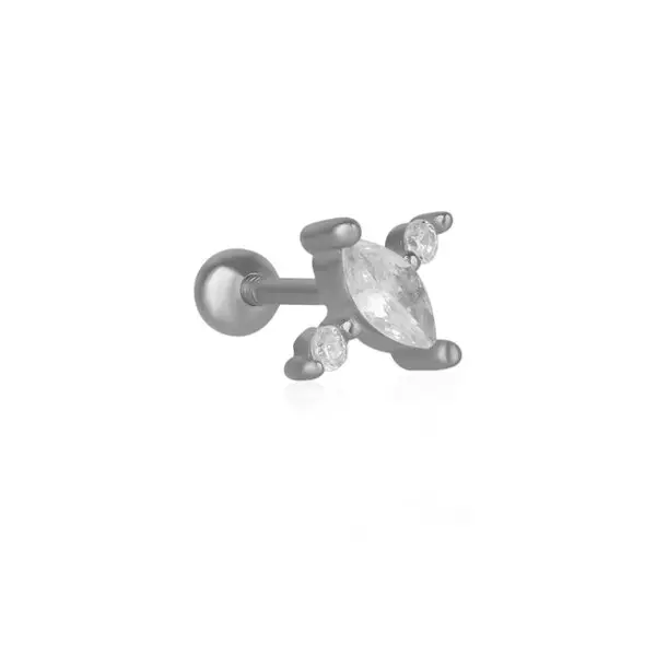 SPERO LONDON Sterling Marquise Stud Piercing Single Earring - Silver