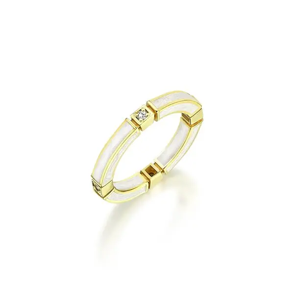 C|ND|N BY CANDAN BALTO Megaron Silver & White Mother Of Pearl Enamel Ring - Gold