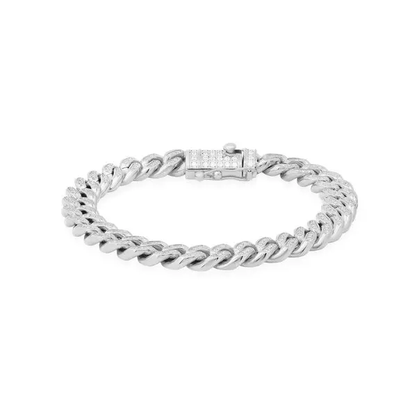 STEELTIME Stainless Steel 10mm Miami Cuban Link Cz Iced Out Bracelet With Box Clasp 9 Inch - Silver