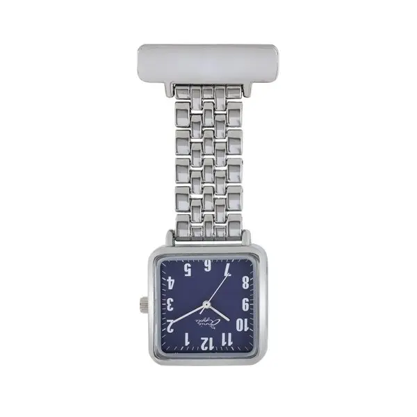 BERMUDA WATCH COMPANY Annie Apple Blue & Link Square Nurse Fob Watch - Silver