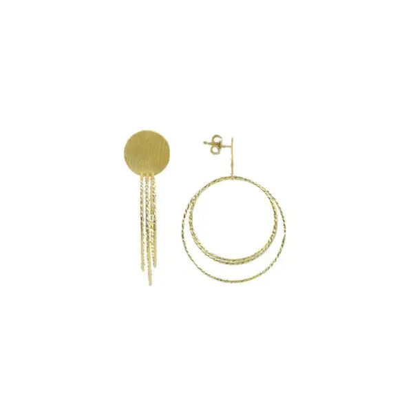 LOTT. GIOIELLI Classic Earrings Brushed Round Triple Hoops Glow L - Gold