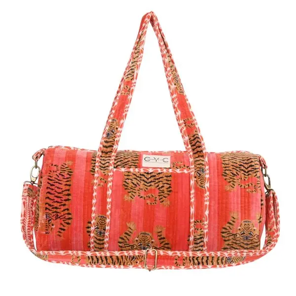 CYC The Tibetan Tiger Velvet Weekender And Pink - Orange