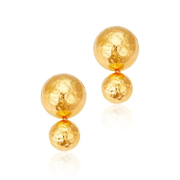 VISCONTI Bianca Transmissioni Two Sphere Chain Hammered Earrings - Gold