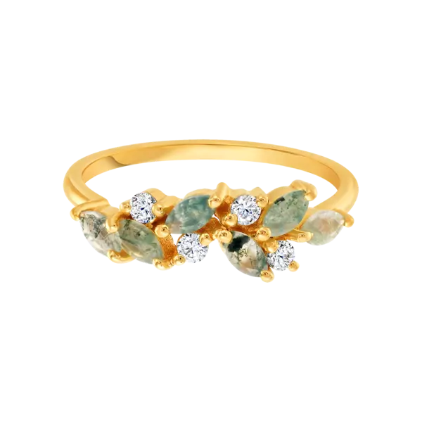 LA KAISER Gold Moss Agate & Topaz Orchard Ring - Yellow