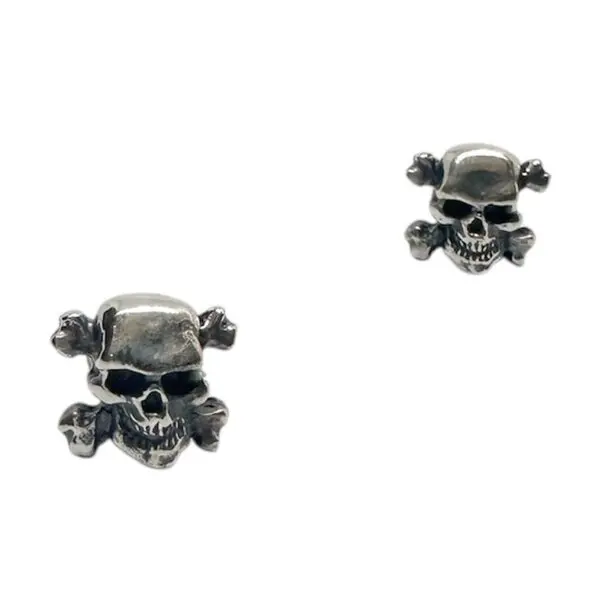 TG-JEWELLERY BY TAMARA GERVASIO Silver / Black Skull Stud Sterling Silver Earrings - Silver/black