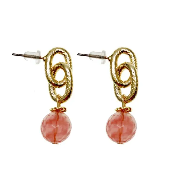 FARRA Watermelon Quartz Chain Simple Earrings