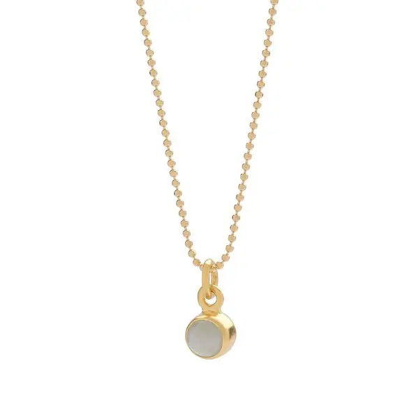 NELLOU JEWELLERY Gem Dot Birthstone Necklace Aquamarine March Gold Plated Sterling Silver - Blue