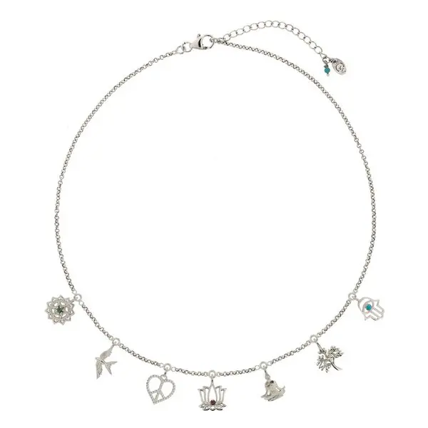 CHARLOTTE'S WEB JEWELLERY Peace, Love And Freedom Charm Necklace - Silver