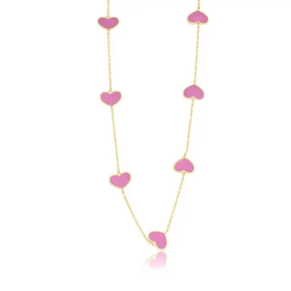 SHYMI Gold / Pink Multi Heart Layering Necklace Pink - Gold/pink