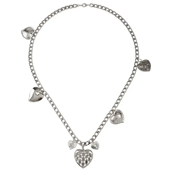CARAMEL VINTAGE JEWELLERY Vintage Plated Heart Amour Necklace - Silver