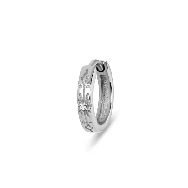 ZOHREH White Sapphire Starburst Huggie Hoop Earring Sterling - Silver