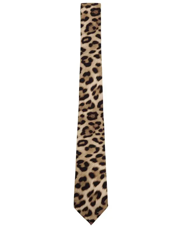 LORDS OF HARLECH Talia Leopard Printed Tie - Brown