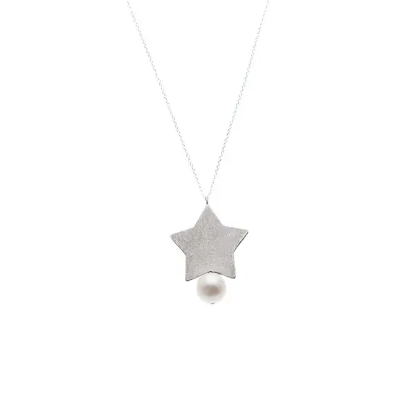 SILVER MOON Sterling Necklace With Pendant Morning Star Pearl - Silver