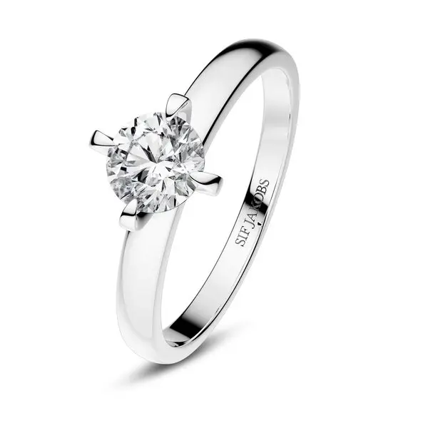 SIF JAKOBS JEWELLERY White / Silver Solitaire Ring Venice With Lab-grown Diamond White Gold - White/silver