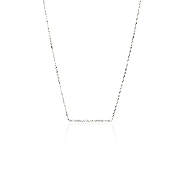 ESTERAH Bar Necklace With Cubic Zirconia - Silver