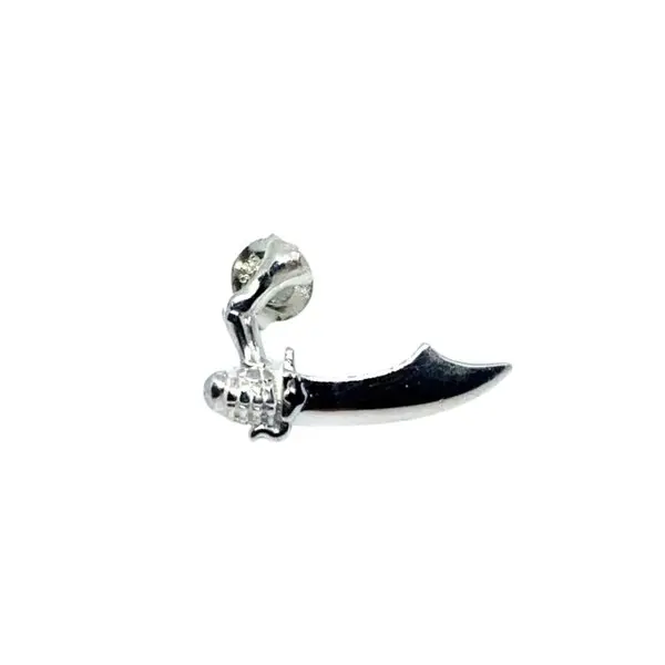 TG-JEWELLERY BY TAMARA GERVASIO Silver / Black Single Arm Skull Dagger Stud Earring In Sterling Silver - Silver/black