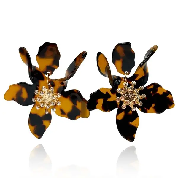 MICHAEL NASH JEWELRY Aurelia Tortoise Floral Resin Drop Earrings - Brown