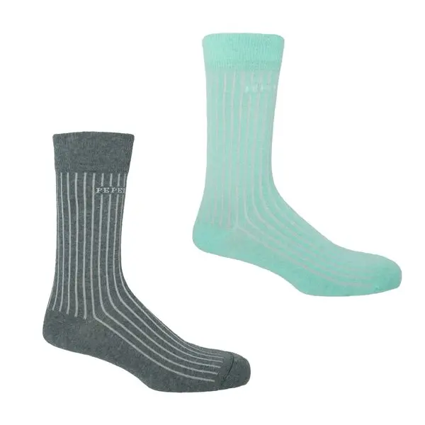 PEPER HAROW - MADE IN ENGLAND Recycled Ribbed Light & Recycled Ribbed Socks Bundle - Blue
