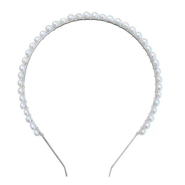 KIRI & BELLE Silver / White Cici Freshwater Pearl Silver Metal Headband - Silver/white