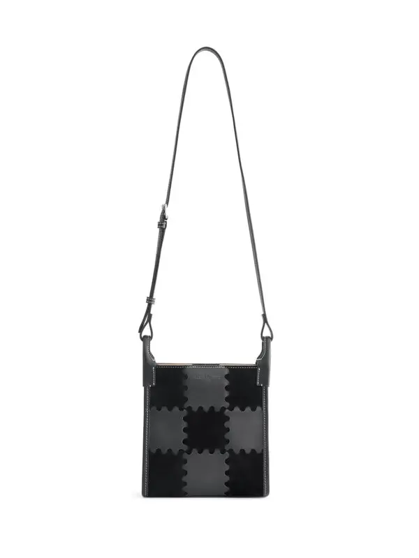 ORANGE CUBE Small Square Stitch Tote Bag & Carbon - Black