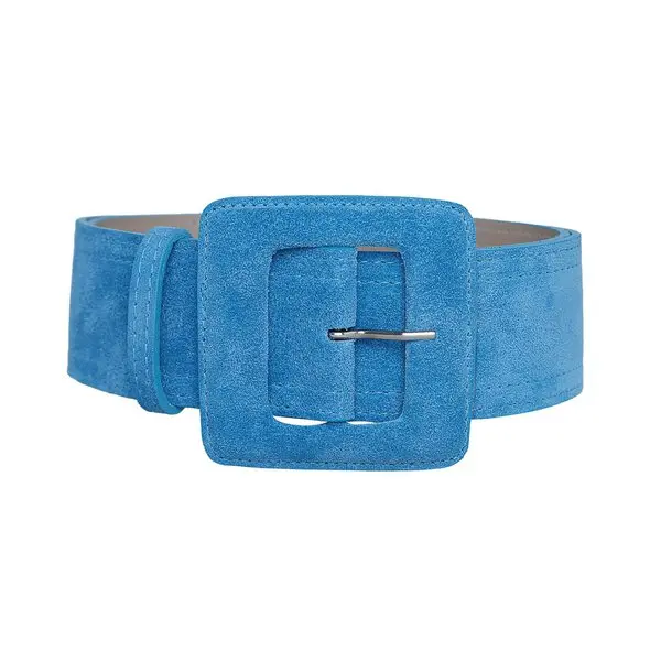 BELTBE Suede Square Buckle Belt Sky - Blue