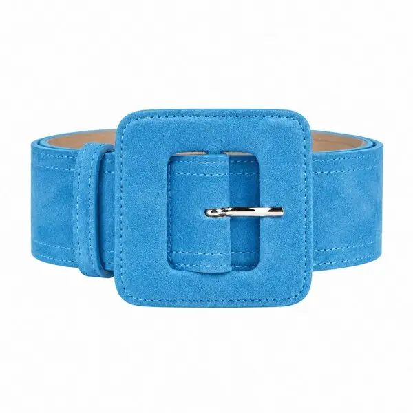 BELTBE Suede Square Buckle Belt - Blue