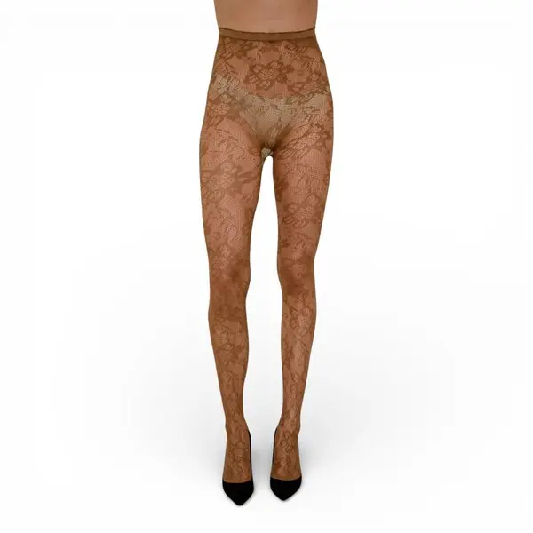 HIGH HEEL JUNGLE BY KATHRYN EISMAN Lola Lace Tights - Brown