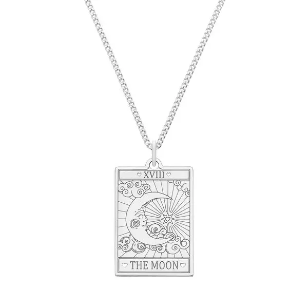 CARTERGORE Medium Sterling “the Moon” Tarot Card Necklace - Silver