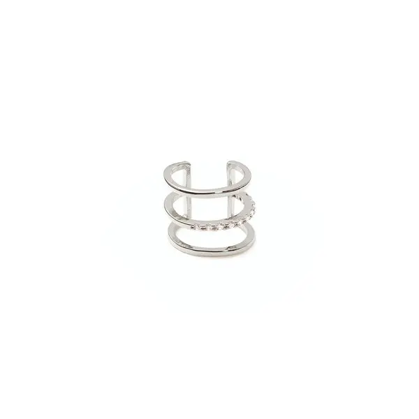 SHABELLA NYC Triple Bling Ear Cuff - Silver