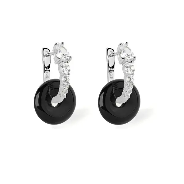 FREQNC ATELIER Ouroboros Earrings Obsidian Root Chakra - Black