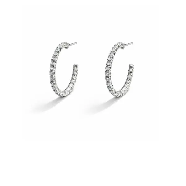 MAISON DE GALA Classic Crystal Hoop Earrings - Silver