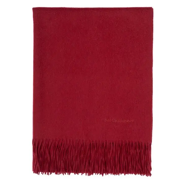 BEL CASHMERE Cashmere Stole With Fringes Burgundy - Red