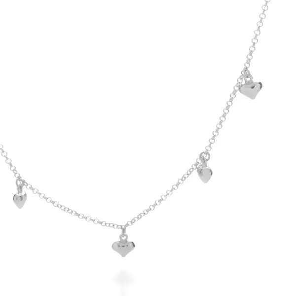 NELLOU JEWELLERY Floating Heart Charm Necklace In Sterling - Silver