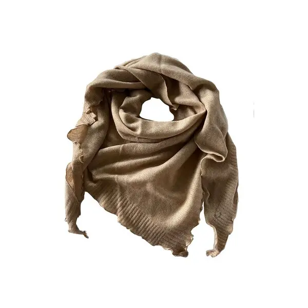 TIRILLM Palma Triangle Cashmere Scarf Light Camel Beige - Brown