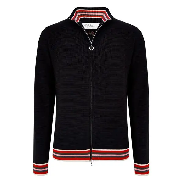 MG RIVERS Textured Extrafine Merino Bomber Jacket - Black