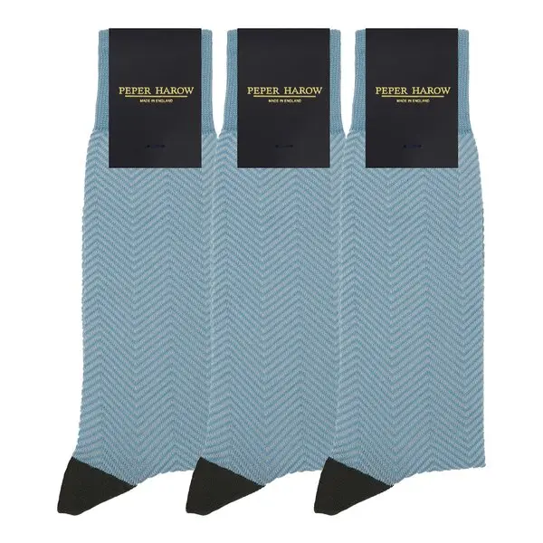 PEPER HAROW - MADE IN ENGLAND Grooms’s Socks Bundle Lux Taylor Sky - Blue