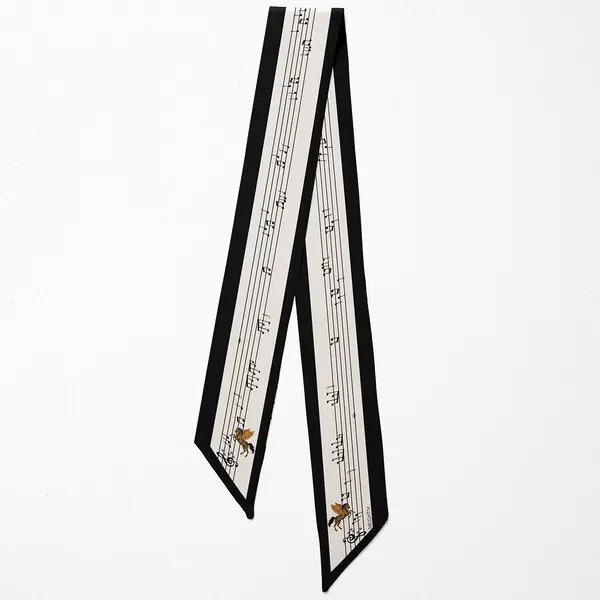 NEIGHTIV And White Music And Horses Silk Twilly - Black