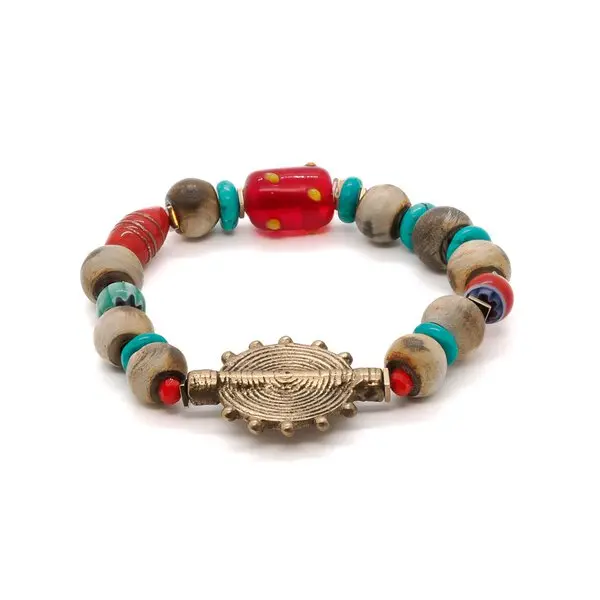 EBRU JEWELRY Orange / Red Tibetan Ethnic Beaded Bracelet Colorful - Orange/red