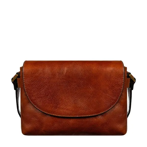TIME RESISTANCE Cognac Leather Cross Body Bag Sophie's Choice - Brown