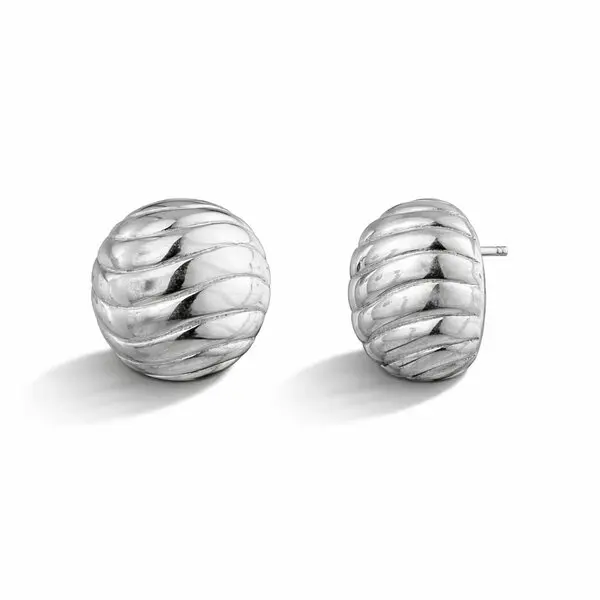 GOLD & HONEY Wave Dome Stud Earrings - Silver