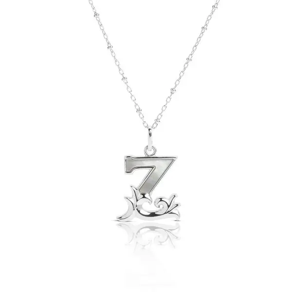 KASUN LONDON Solid Z Initial Necklace With Mother Of Pearl - Silver