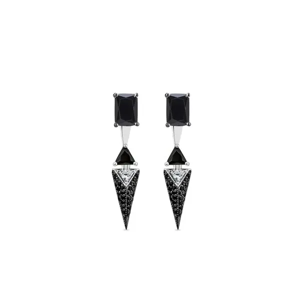 SALLY SKOUFIS Black / Silver Urge Earrings With Made Cz Diamond Stimulant In Platinum - Black/silver