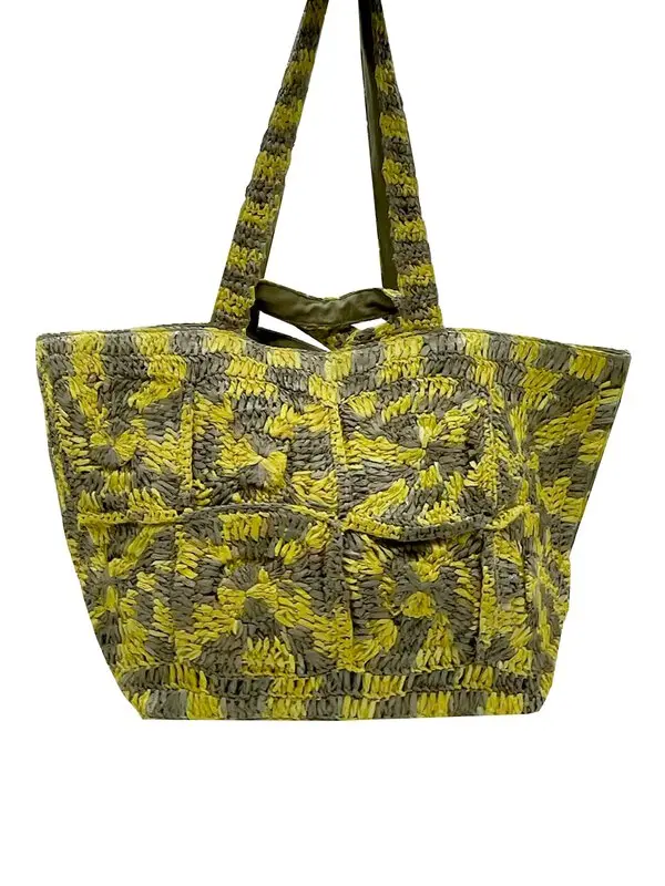 NOOKI DESIGN Glasto Crochet Tote In Khaki - Green