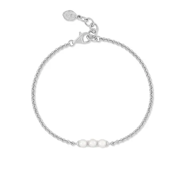 DOWER & HALL Timeless Triple Pearl Row Bracelet - Silver