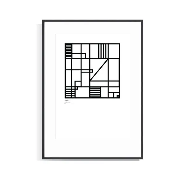 Curiosity Snug Numerology Series – Abstract Lines Number Four Limited Edition Print - Black