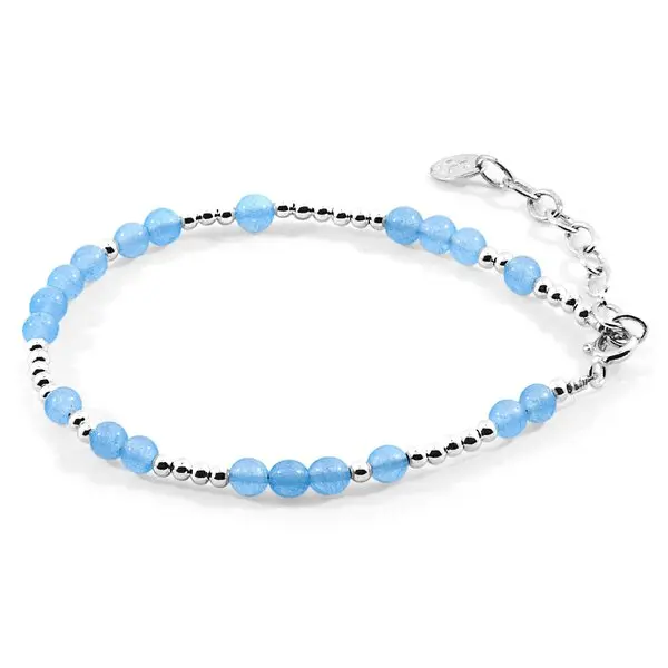 ANCHOR & CREW Silver / Blue Blue Agate Lucia Silver & Stone Bracelet - Silver/blue