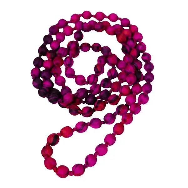 SILK AND BEARS Black / Pink Fuchsia Brushstroke Silk Necklace- Hand Wrapped And Knotted - Black/pink