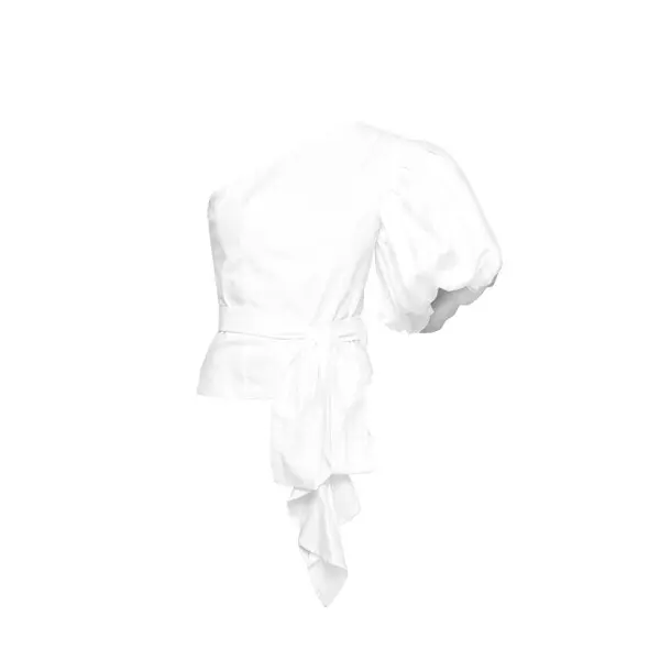 GUILLAUME ALEXANDRE Asymmetrical Puffy Sleeve Top - White
